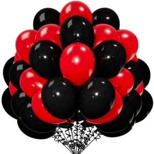 cyttokl red and black balloons 12 inch 100 pack red black latex helium balloons for birthday wedding baby shower party decorations