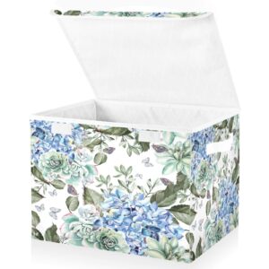 alaza floral flowers and leaves storage bins with lids,fabric storage boxes baskets containers organizers for clothes and books