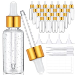 silifine 48 pack 1 oz dropper bottle, plastic bottles empty with 4 funnels, 4 long pipettes, 40 labels, 30 ml eye dropper bottles for essential, cuticle, body oils, tincture (clear)