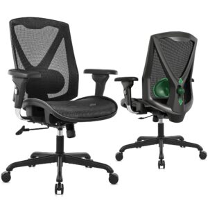 coznook ergonomic office chair, high-back swivel computer gaming desk chair with lumbar support and adjustable armrests, home office chair with breathable mesh backrest, 3-gear tilt function,black