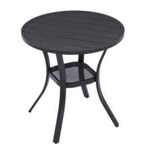 vicllax small round patio dining table, all weather metal outdoor table for lawn garden, 27.5"x 27.5" patio bisto table for outside, black