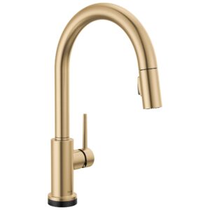 delta faucet trinsic touch kitchen faucet with touchless technology, kitchen faucet with pull down sprayer, gold kitchen sink faucet, touchless kitchen faucet, champagne bronze 9159tl-cz-dst