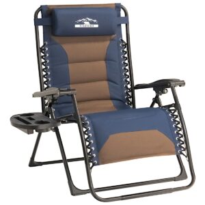 tisetrail zero gravity chair oversized recliner padded reclining patio chairs folding xl anti gravity lounge chair with adjustable pillow and cup holder for outdoor camping patio lawn