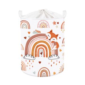 clastyle 45l boho rainbow animal laundry hamper fox elephant heart star pink laundry basket dirty clothes hamper for girls large round toy basket for nursery