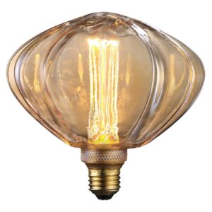 escena angular aesthetics series led decorative light bulb, pumpkin vintage edison bulb dimmable 3.5w, e26 base, unique virtual filament vintage light bulbs, amber glass, 2000k soft warm, ul listed