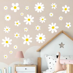 12 sheets daisy wall decals boho flower wall stickers cute kids girls room decor peel and stick floral decals toddler playroom living room bedroom classroom retro hippie decor classic style