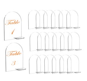 20 sets clear arch acrylic sign with stand blank arched acrylic table numbers for wedding events parties decor (4 x 6 inch)