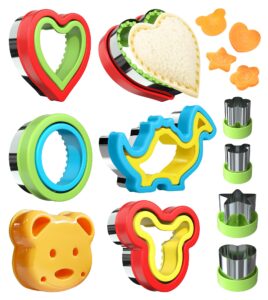 sliafwh 9 pcs sandwich cutter and sealer for lunch - uncrustable maker for lunchbox and bento box - cookie cutters for boys girls