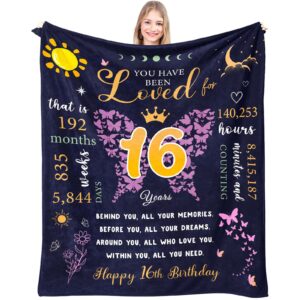 sweet 16 gifts for girls, 16th birthday gifts for girls, gifts for 16 year old girl, sweet sixteen gifts for girls，16 year old girl birthday gift ideas, sweet 16 birthday decorations blanket 60"x50"