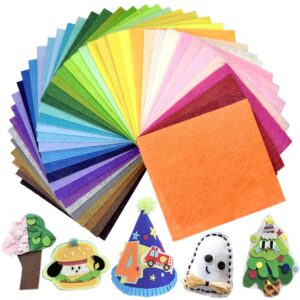 40 pcs felt fabric sheet craft felt fabric sheets felt squares assorted color nonwoven 1mm thick for kids, patchwork, school projects, diy sewing crafts, decoration (6"x6")