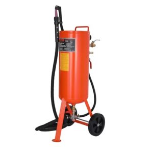 vevor 10 gallon heavy-duty sand blaster, 60-110 psi high pressure sandblaster, portable abrasive blasting tank, air sand blasting kit with 2 ceramic nozzles & 7.5ft hose for paint, stain, rust removal