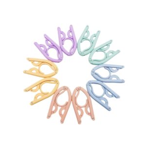 10 pieces travel hangers travel accessories portable folding clothes drying rack for traveling(colorful)