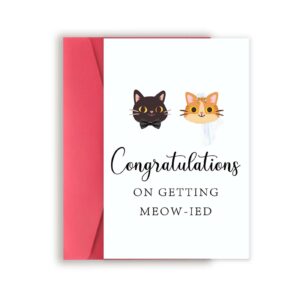 asmallgf cute wedding card for cat lover, cat newly wed gifts for couples, just married congratulations gifts