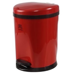 nihenok 2.6 gallon plastic round step trash can with soft close lid, small bathroom step trash can with removable inner bucket, red