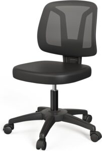 ttd tiantianda armless swivel mesh computer office desk chair height adjustable with lumber support for small spaces, black