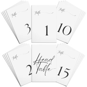 wedding table numbers 1-30 cards - perfect for wedding reception, banquets, and special occasions, set includes numbers 1-30 and head table, durable double-sided 6x4 inch cards by daivers