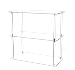 jusalpha rectangular 3 tier clear acrylic with metal tabletop display stand for desktop shelf, bathroom vanity cosmetic makeup organization shelves, home decor display stand (large 3 tier)