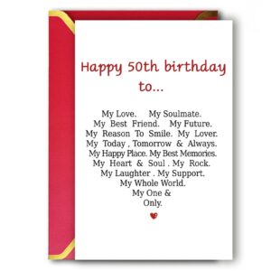 funny 50th birthday card for men women,romantic 50 year old greeting card for boyfriend husband,naughty love anniversary card for wife girlfriend,special 50th birthday gifts for only love him her