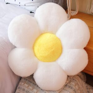 amytoo 20” flower pillow shaped throw pillow daisy pillow plant white pillows aesthetic room floor cushion decor for teen girls sofa bedroom kids' throw pillows