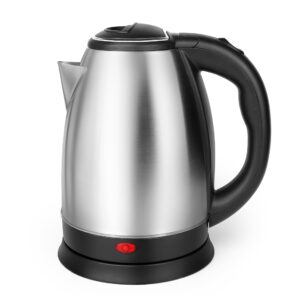 stainless steel electric tea kettle, electric kettles for boiling water, 1.7l electric kettle, cordless water boiler with 360 degree rotational base, automatic shut off, 1000w, silver (black)