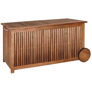 cucunu® outdoor storage box 65 gallon | 24x36x24 inches large wooden portable deck box & outdoor container for patio garden pool yard & accessories