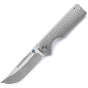 ameight knives glear ii flipper folding knife 3.45" m390 hand hollow ground rubbed satin blade sandblasting titanium handle camping hiking pocket knife am8-007gyii