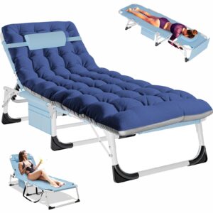 barbella oversized heavy duty tanning chair, folding beach lounger with face arm hole, adjustable 5-position patio chaise lounge chairs, outside sunbathing lounge chair for patio, poolside, lawn