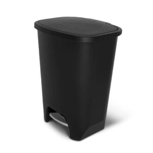 azoob 20 gallon trash can - plastic kitchen trash can with lid and odor prevention - hands free with footboard and garbage bag ring, black