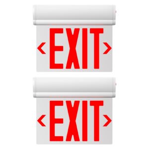 freelicht 2 pack red led double-sided exit sign with battery backup，exit sign for business，easy to install，ul certified，ac 120/277v