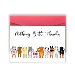 asmallgf cute dog thank you card for teachers boss friends, funny appreciation gifts for women men, veterinarian gifts, nothing butt thanks pun card