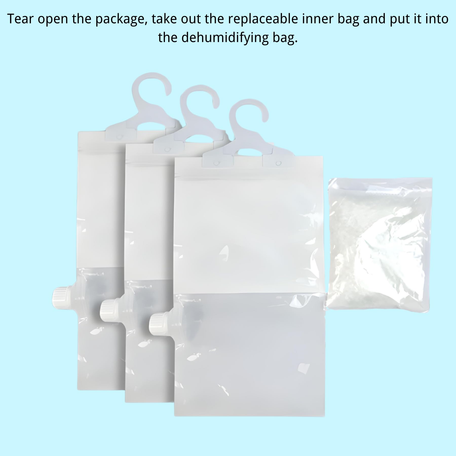 BTKAKAN (5 Pack) Reusable Dehumidifier Bags, Moisture Absorbers,Desiccant Dehumidifier, Closet Dehumidifier, Calcium Chloride Replaceable (Dehumidifier Bags 5 pcs + 5 packs of desiccant)