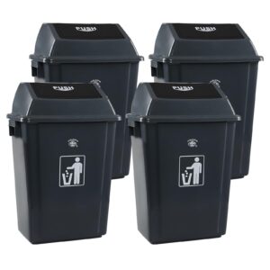 ucake 13 gallon large plastic trash can with swing lid, kitchen garbage can with lid, 4 packs