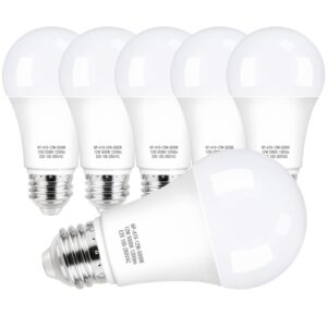 jogoled led light bulbs a19 daylight - 100 watt equivalent light bulb 5000k, 1200 lumens bright white light bulbs, standard e26 edison for home garage office 12w, non dimmable, 6-pack