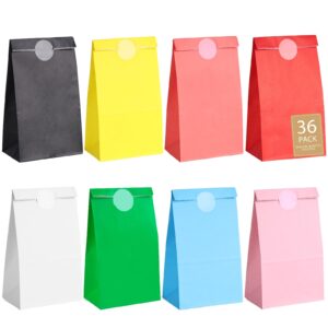 johouse party favor bags with stickers, 36pcs colorful candy bags gift bags for kids birthday party 8 colors 4.7" x 3.1" x 8.7"