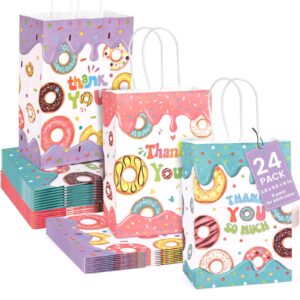 johouse 24pcs donut gift bags, 5.5x2.8x8 inches paper gift bags with handles party favor bags paper shopping bags, birthday gift bags, colorful retail bags, recyclable bags, thank you gift bags