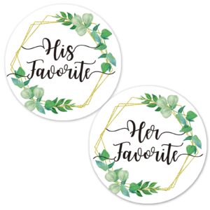 80 pcs his favorite & her favorite stickers wedding favor stickers for wedding gift box candy bag for bridal wedding shower round circle party favor stickers, 2 inch round stickers.