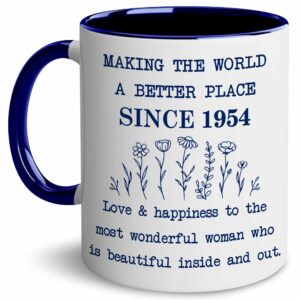 dekidoka 70th birthday gifts for women - 70th years old birthday gifts - ceramic 1954 coffee mugs - vintage 70th birthday gifts presents - 70 years old birthday gifts for mom sister family