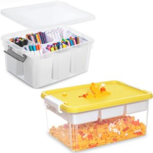 citylife 17 qt plastic storage bins clear storage box with lids multipurpose stackable storage containers for organizing tool, craft, lego, crayon