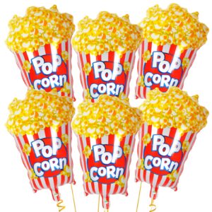 6 pcs popcorn balloons,31 inch popcorn foil balloons for kids,carnival party decorations movie popcorn balloon for birthday baby shower carnival movie night themed party decorations (yellow)