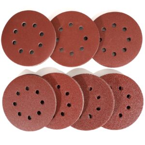 5 inch 8 hole hook and loop sanding discs 72 pcs, assorted sandpaper 40 60 80 120 180 240 320 grits for random orbital sander