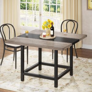 tribesigns square dining table for 4 people, farmhouse 39.4"x 39.4"x29.5 “ inches wooden kitchen table, farmhouse 2 person dinning table for dinning room &small space