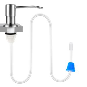 dish soap dispenser for kitchen sink, countertop sink soap dispenser water pump with 47” no-spill extension tube kit design for kitchen bathroom (brushed nickel)