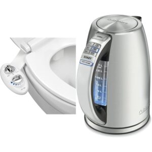 luxe bidet neo 185 - self-cleaning, dual nozzle, non-electric bidet attachment for toilet seat & cuisinart 1.7-liter stainless steel cordless electric kettle with 6 preset temperatures