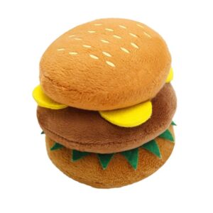 tita-dong pet chew toy - dog plush squeaky toy cute hamburger shape stuffed pet plush toy, teeth chewing squeaky sound toy for small and medium dog hamburger dog supplies