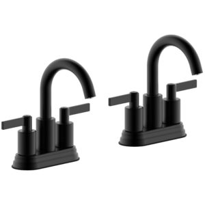 derengge bathroom sink faucet,4 inch centerset bathroom faucet, two handle lavatory faucet with push up pop-up drain,matte black finished,2 pack,bf-d4501-mt