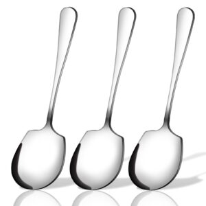 large serving spoons,3pcs stainless steel serving spoon, x large buffet serving spoons, 8.6'' solid serving utensils with handle, serving spoon for buffet, serving, cooking,mixing