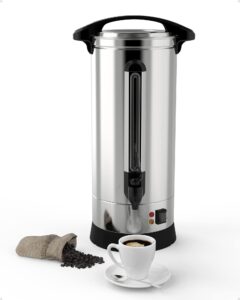 garvee 110 cup commercial coffee maker 16l, large capacity coffee urns with double-wall 304 stainless steel, quick brewing coffee dispenser for meeting rooms and other large gatherings