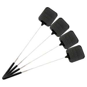 fly swatter 27 * 15 * 2 4 pcs plastic telescopic extendable fly swatter stainless steel telescopic rod flapper bug swatter (black)