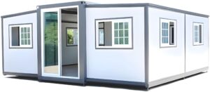 green swift 19x20ft prefabricated tiny home: mobile, lockable door, outdoor storage, restroom & cabinet - ideal for hotels, kiosks, booths, white