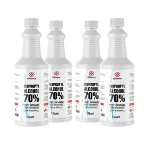 isopropyl alcohol (ipa) 70% - usp medical grade - 1 gallon (4 x 32 fl oz bottles) - rubbing alcohol with leak proof seals - alliance chemical - made in america